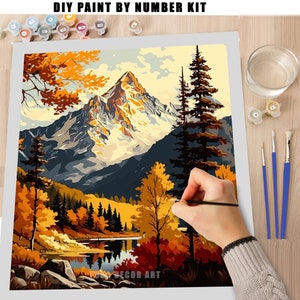 Mountain PAINT by NUMBERS Kit for Adults Mountains Nature Landscape ...