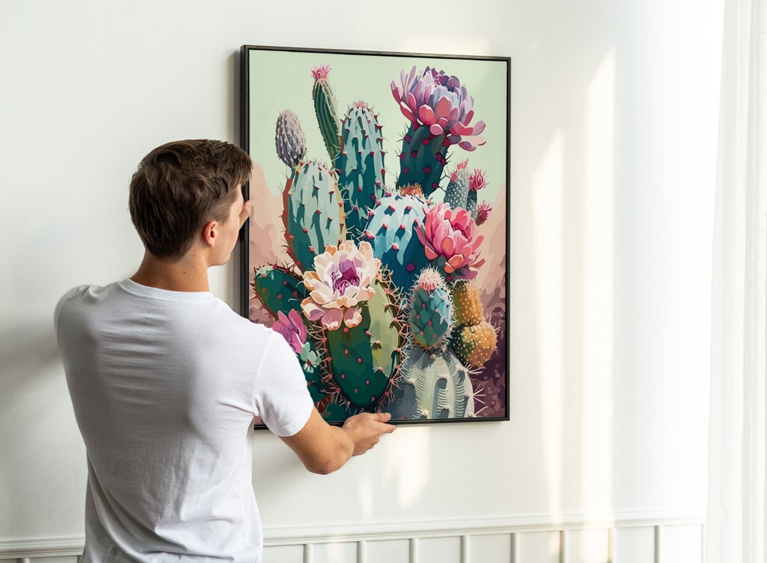 Desert PAINT by NUMBER Kit for Adults Cactus Flowers Botanical Art Easy ...