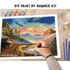 Desert Landscape PAINT by NUMBER Kit for Adult , DIY Nature Vintage ...