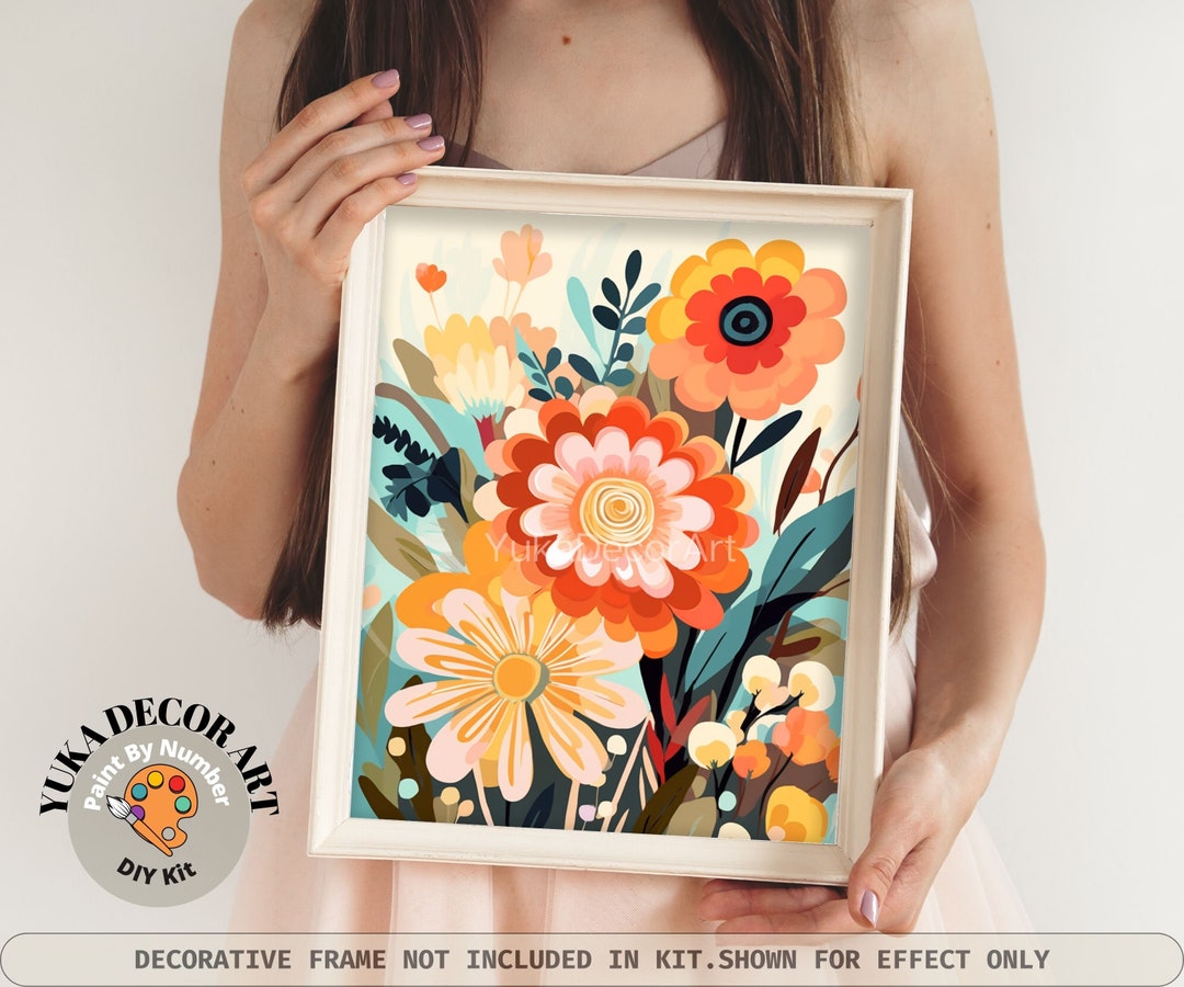 Flowers PAINT by NUMBER Kit for Adults spring Flowers Painting Easy ...
