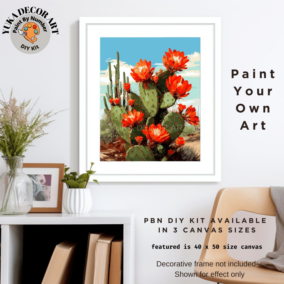 Desert Landscape PAINT by NUMBER Kit Adult Cactus Flowers Painting DIY ...