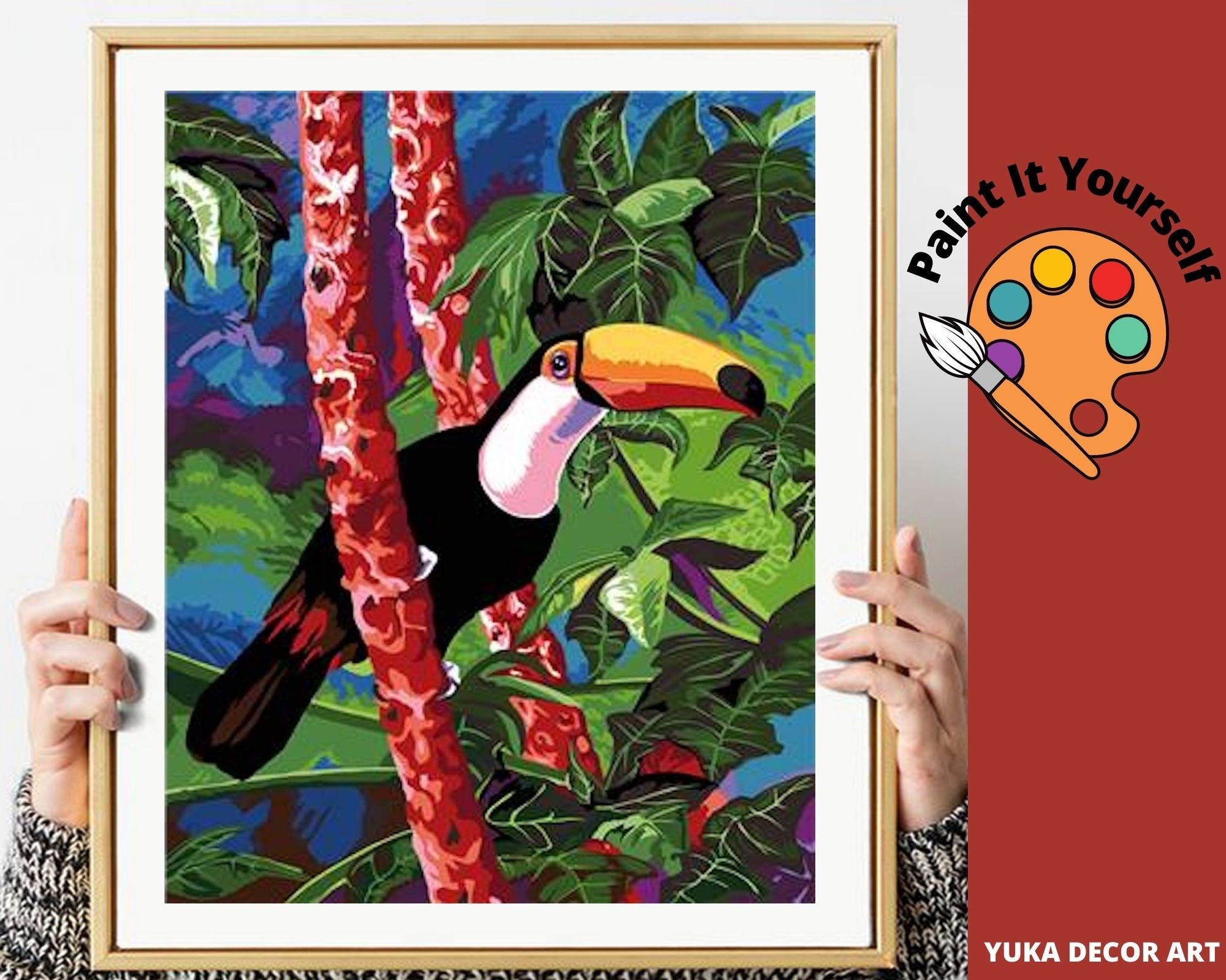 Yellow Toucan Paint by Numbers Kit for Adults Parrot Bird | Etsy