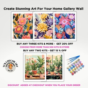 PAINT by NUMBER Kit Adult Spring Flowers Modern Boho Whimsical Wall Art Easy Beginner Acrylic ...