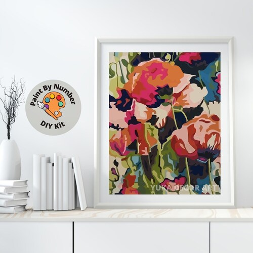 Easy Flowers PAINT by NUMBER Kit for Adults Spring Garden - Etsy