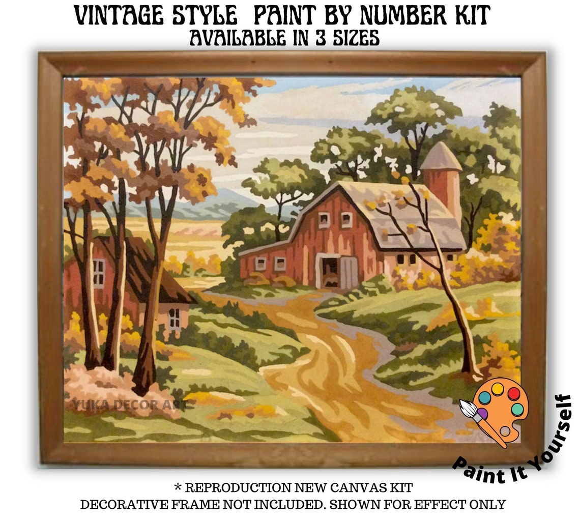 Countryside Barn House PAINT by NUMBER Kit for Adult , DIY Nature ...