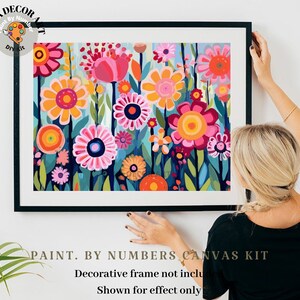 Flowers PAINT by NUMBER Kit for Adults Modern Boho Whimsical Art Easy ...