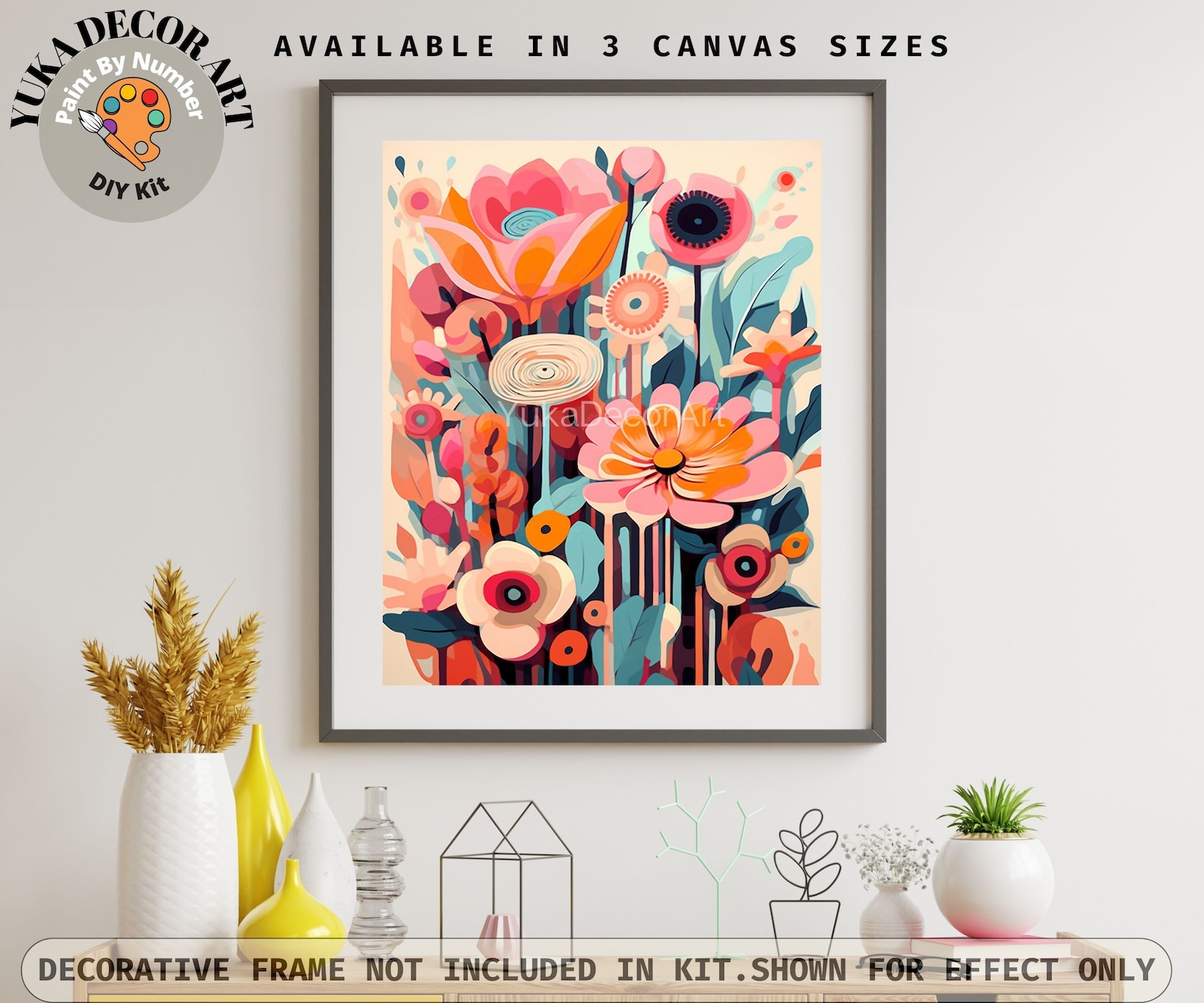 Boho Modern PAINT by NUMBER Kit for Adults Garden Flowers DIY Painting ...