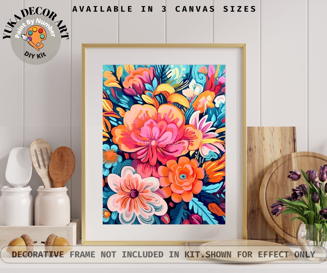 Garden Flower PAINT by NUMBER Kit for Adults abstract Flowers Paint Kit ...