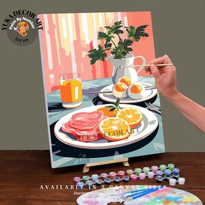 Kitchen Wall Decor PAINT by NUMBER Kit Adult Vibrant Breakfast ...
