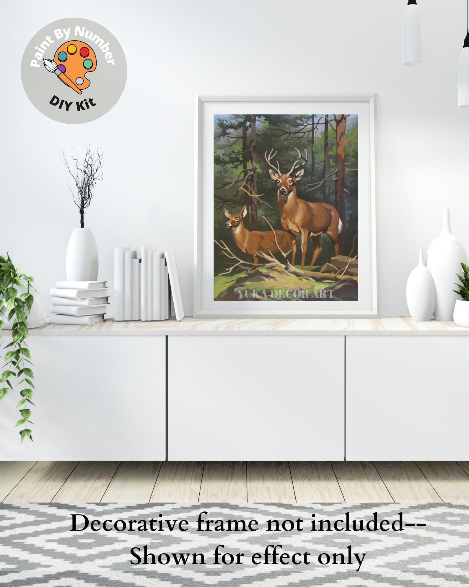 Forest Deer PAINT by NUMBER Kit Adult Kitschy Vintage Style - Etsy