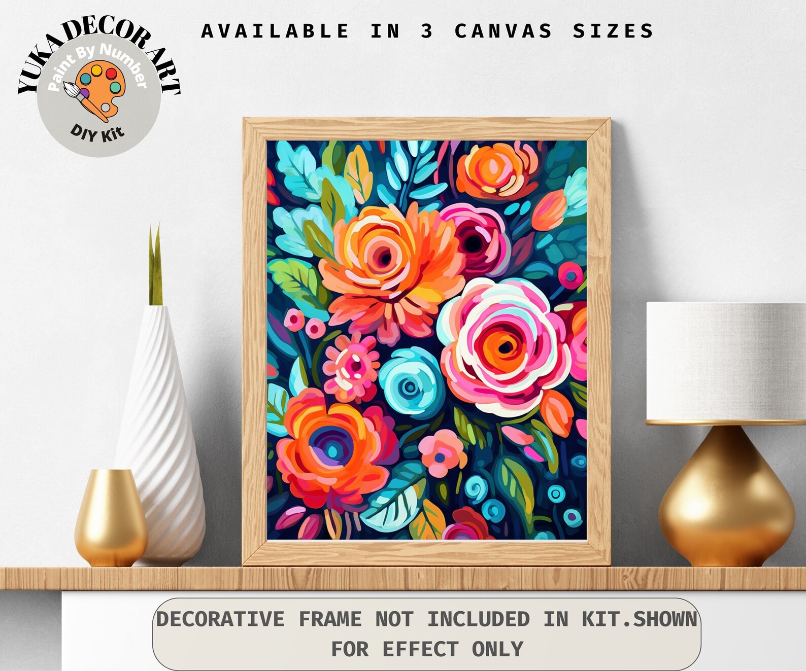 Flowers PAINT by NUMBER Kit for Adults Roses Floral Painting Easy ...