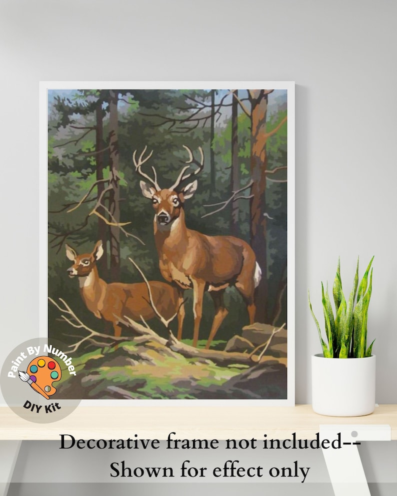 Forest Deer PAINT by NUMBER Kit Adult , Kitschy Vintage Style DIY ...