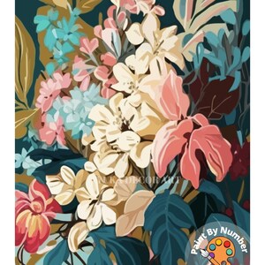 Spring Flowers PAINT by NUMBER Kit for Adults Minimalist Botanical ...
