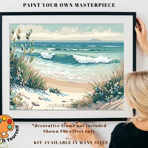 Sand Beach PAINT by NUMBERS Kit for Adult Kids Seashore Waves Island ...