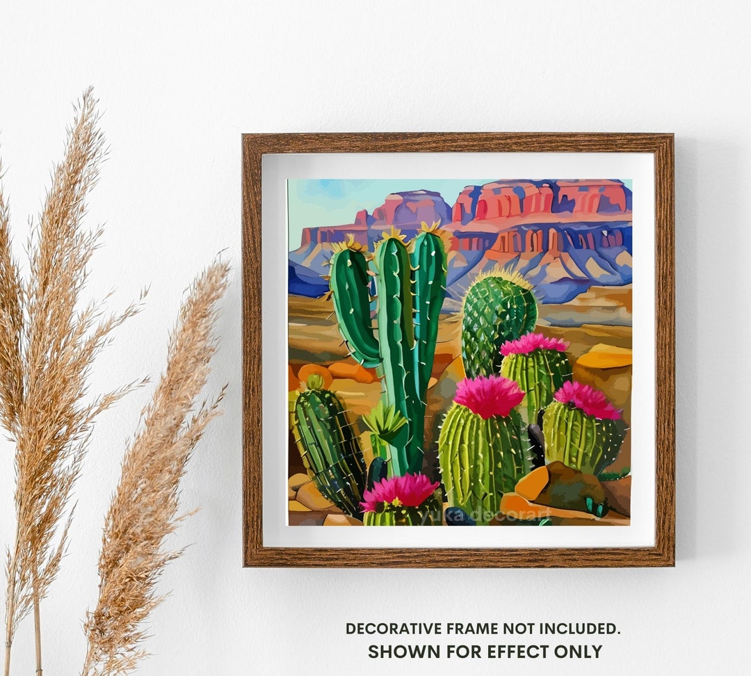 Cactus Flowers Paint by Number Kit Adult Desert Landscape Painting DIY ...