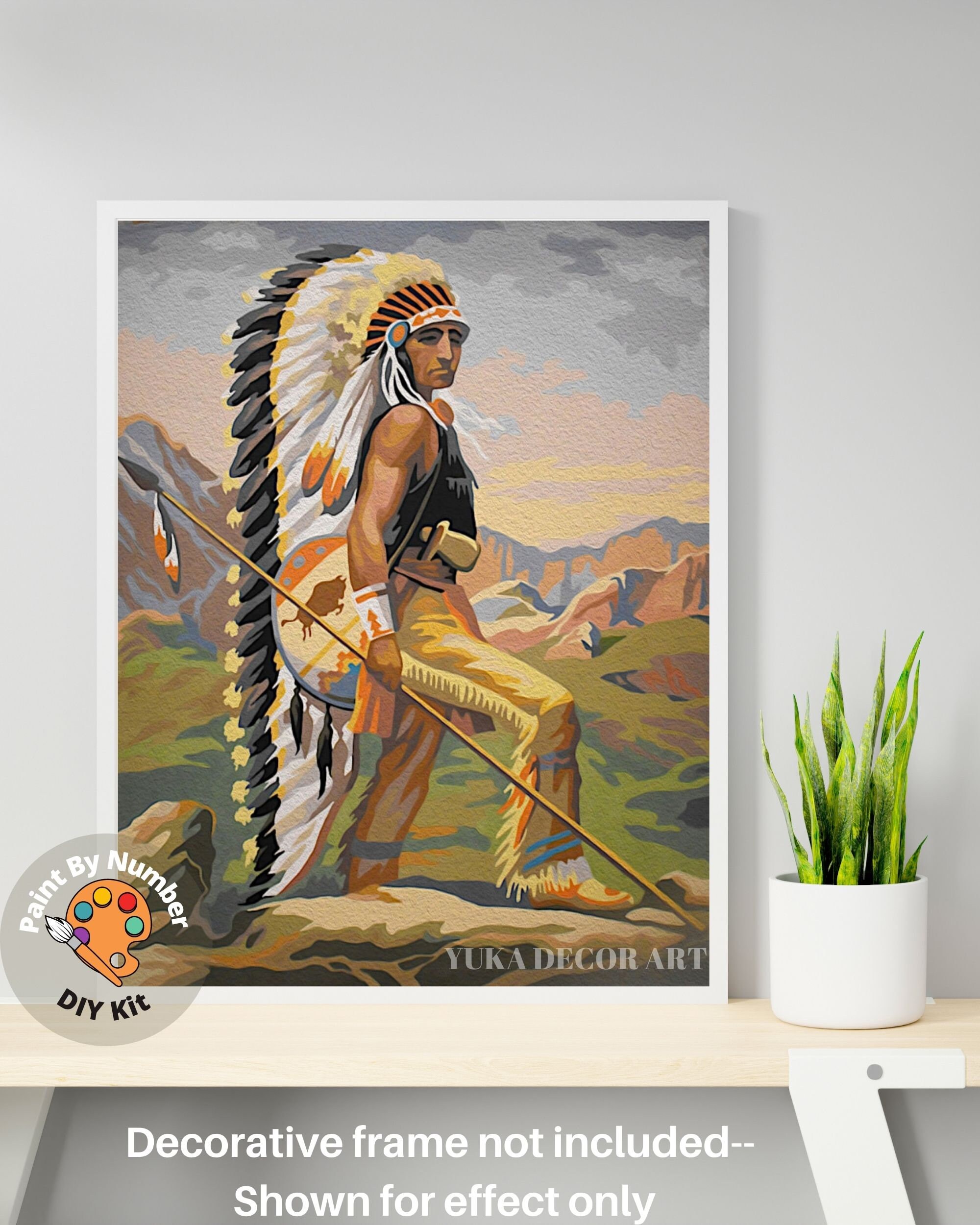Native American PAINT by NUMBER Kit for Adult , Vintage Style Indian ...