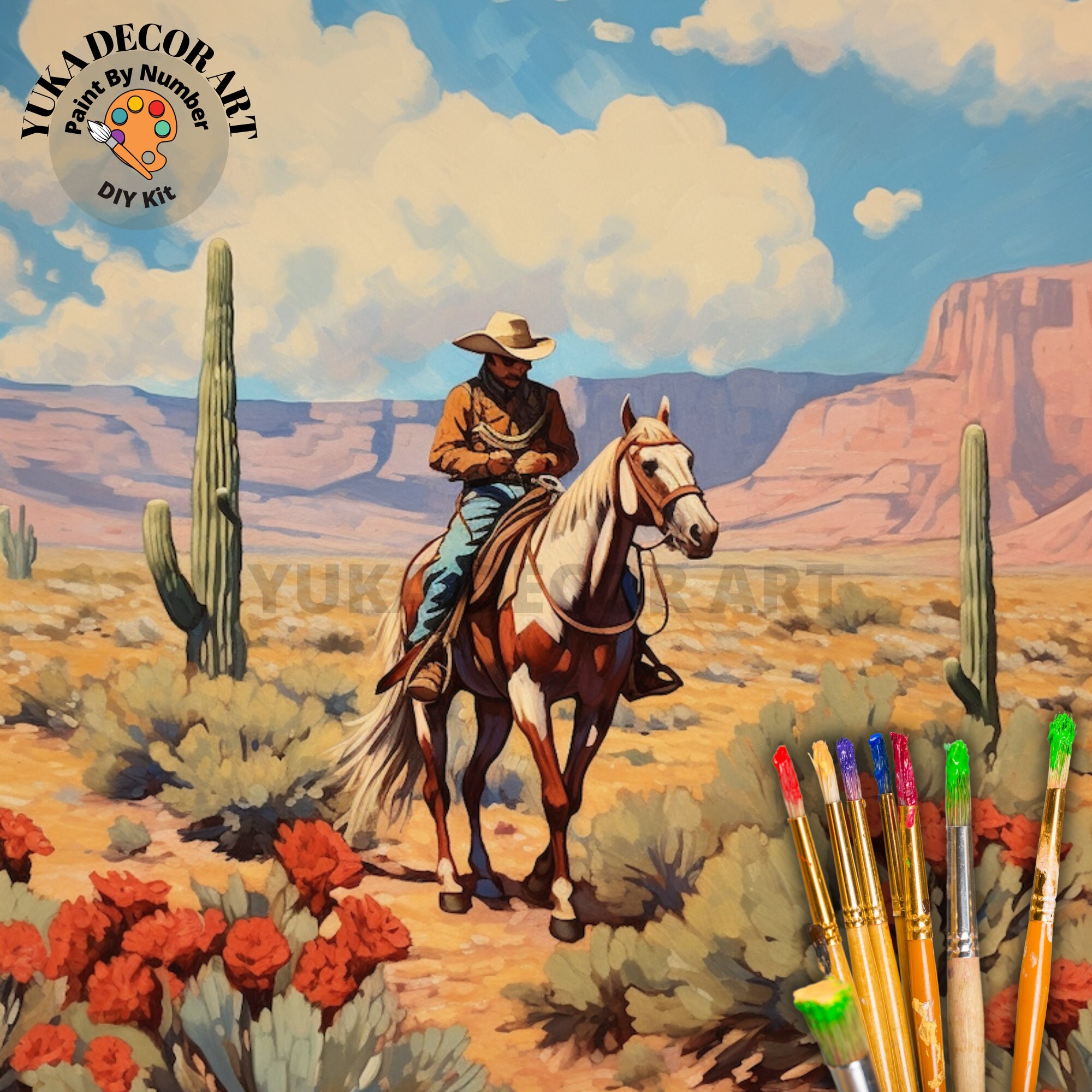 Midwest Desert Art PAINT by NUMBER Kit Adult Painting DIY Vintage ...