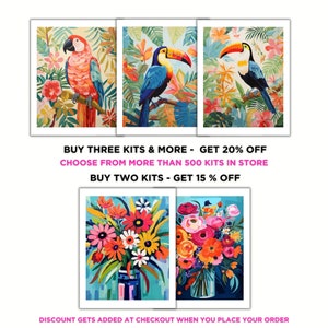 Bird PAINT by NUMBERS Kit for Adults Watercolour Style Vintage Art ...