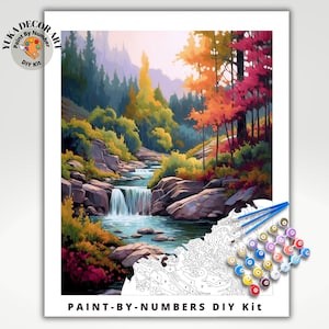 Forest Landscape PAINT by NUMBER Kit Adult DIY Numbers Painting Vintage ...
