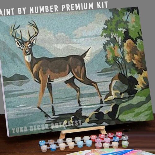 Mountain Antler PAINT by NUMBER Kit Adultvintage Style Forest - Etsy