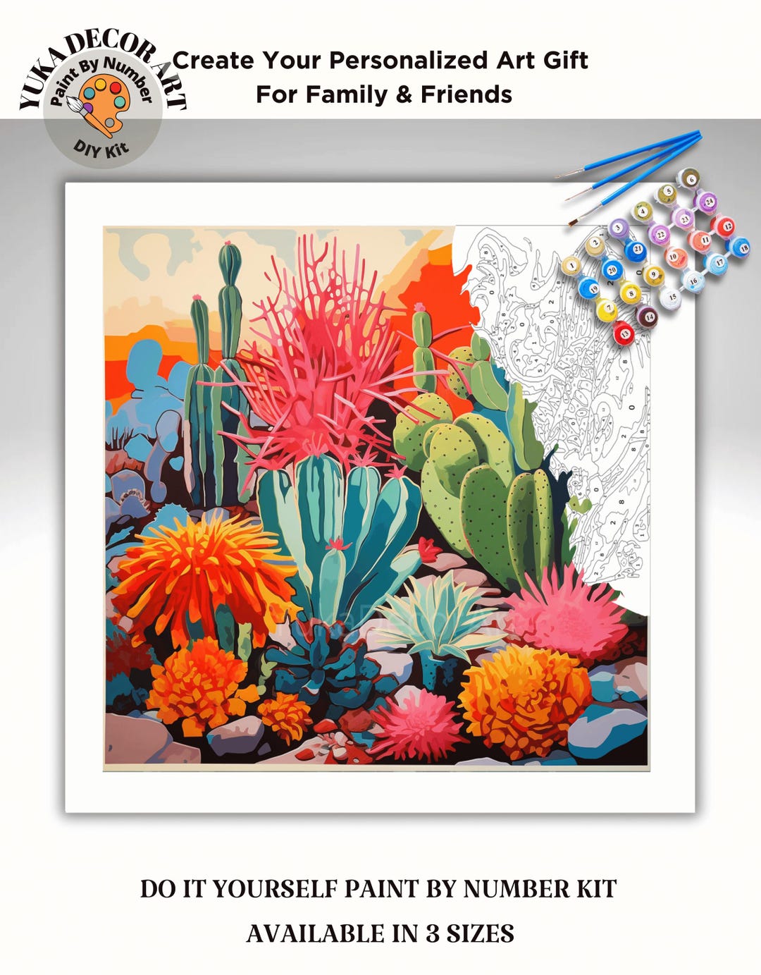 Boho Cactus PAINT by NUMBER Kit Adult Painting West Texas Desert ...