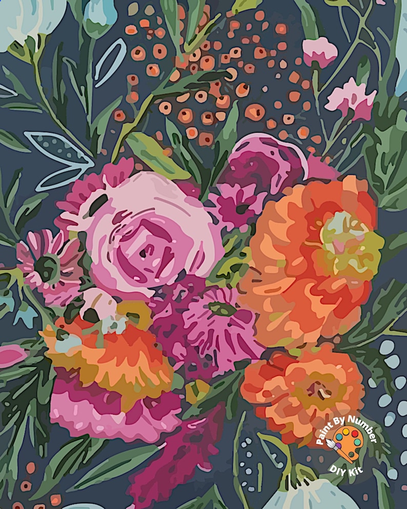 Easy Flowers PAINT by NUMBER Kit for Adults , Spring Garden Flowers ...