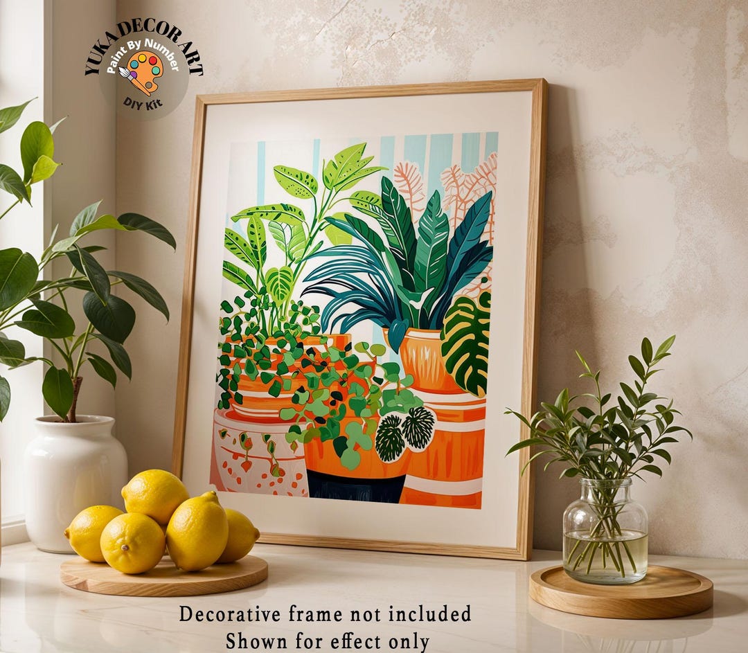 Boho Plants PAINT by NUMBERS Kit Adults Minimalistic Chic DIY Painting ...