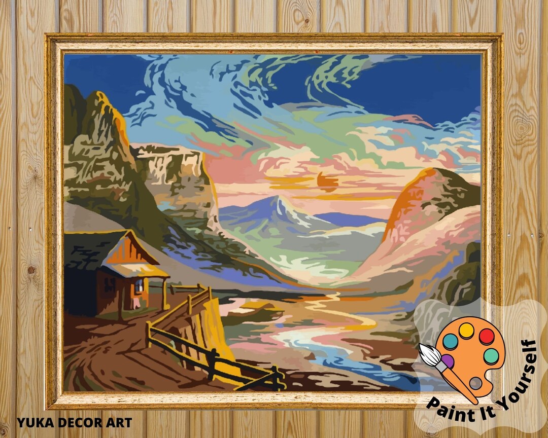 Desert Landscape PAINT by NUMBER Kit for Adult , DIY Nature Vintage ...