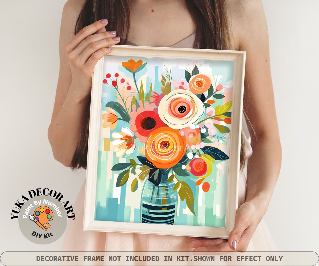 Flower Vase PAINT by NUMBER Kit for Adults spring Flowers Painting Easy ...
