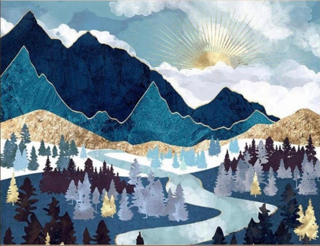 Blue Mountain Abstract PAINT by NUMBER Kit for Adults - Etsy