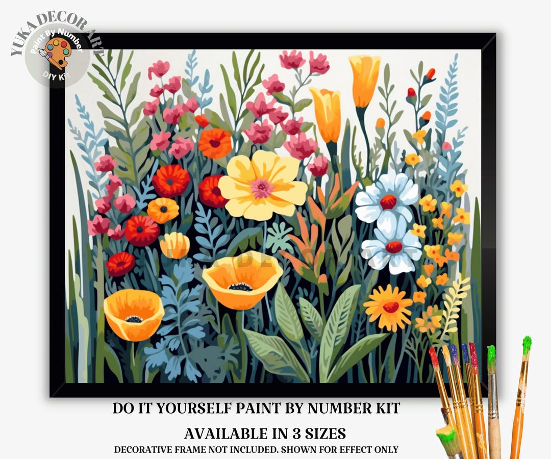 Wildflowers PAINT by NUMBER Kit for Adults Spring Flowers Painting Easy ...