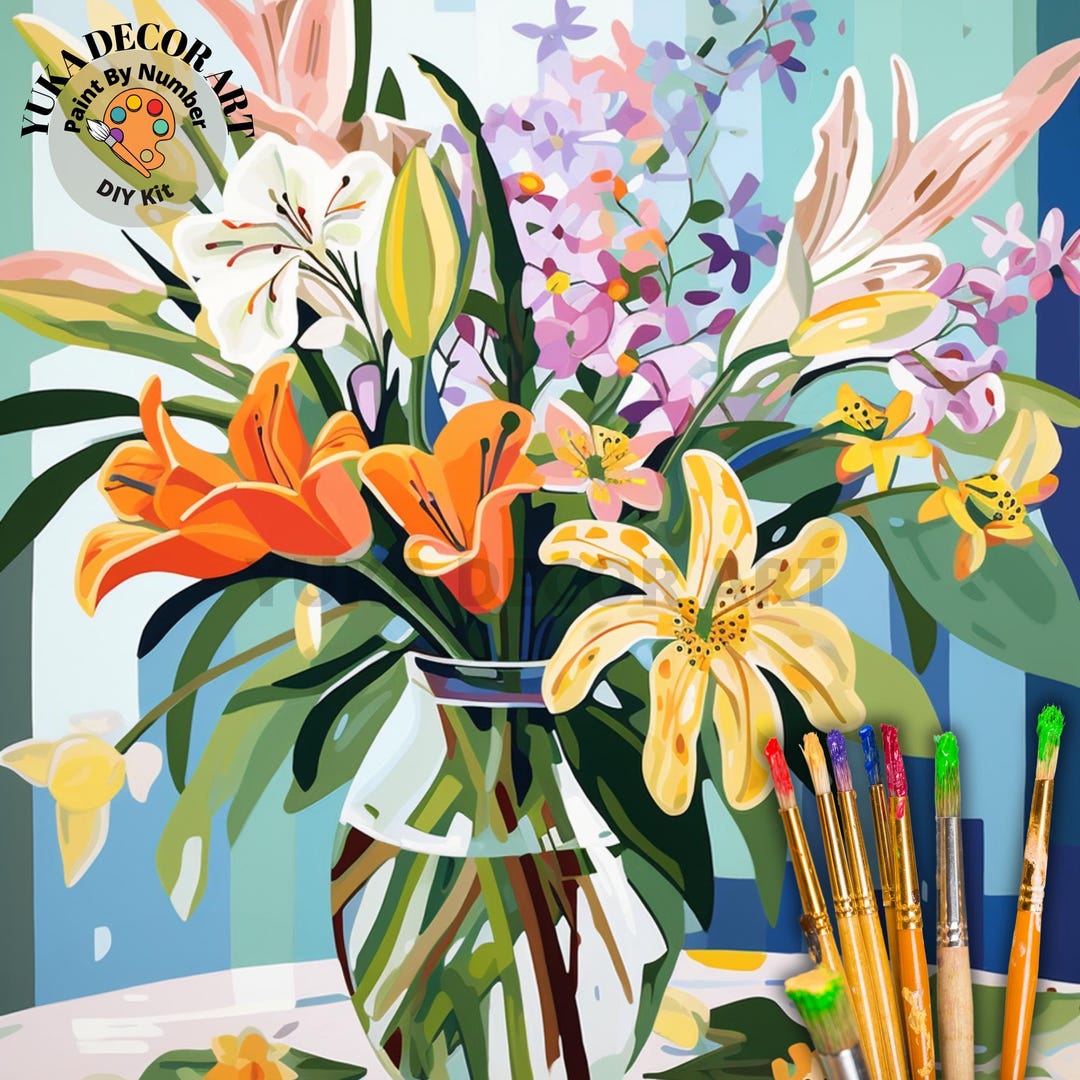 Whimsical Flowers PAINT by NUMBER Kit Adult Still Life DIY by Numbers ...