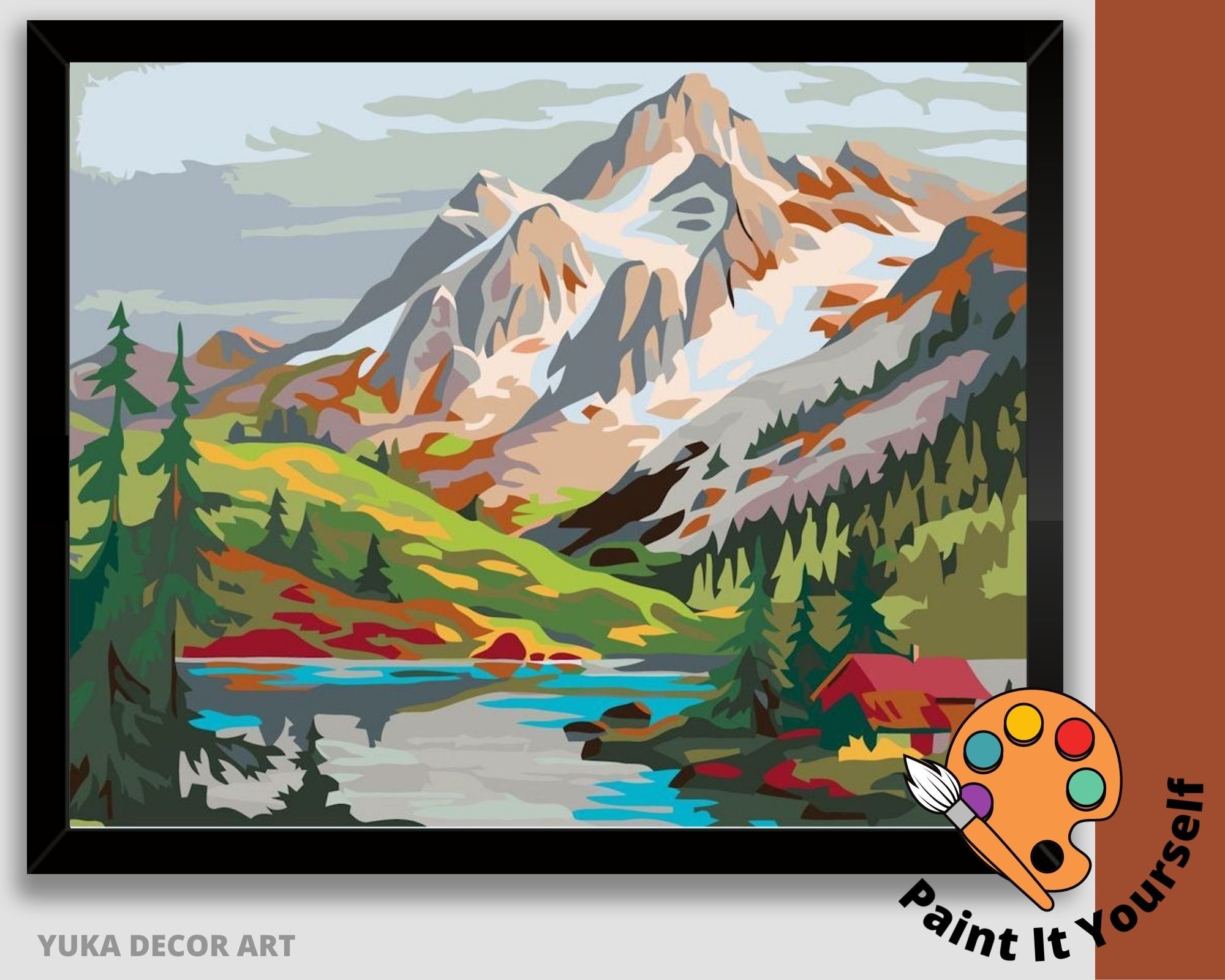 Snow Mountain PAINT by NUMBER Kit for Adult & Kids DIY Nature | Etsy