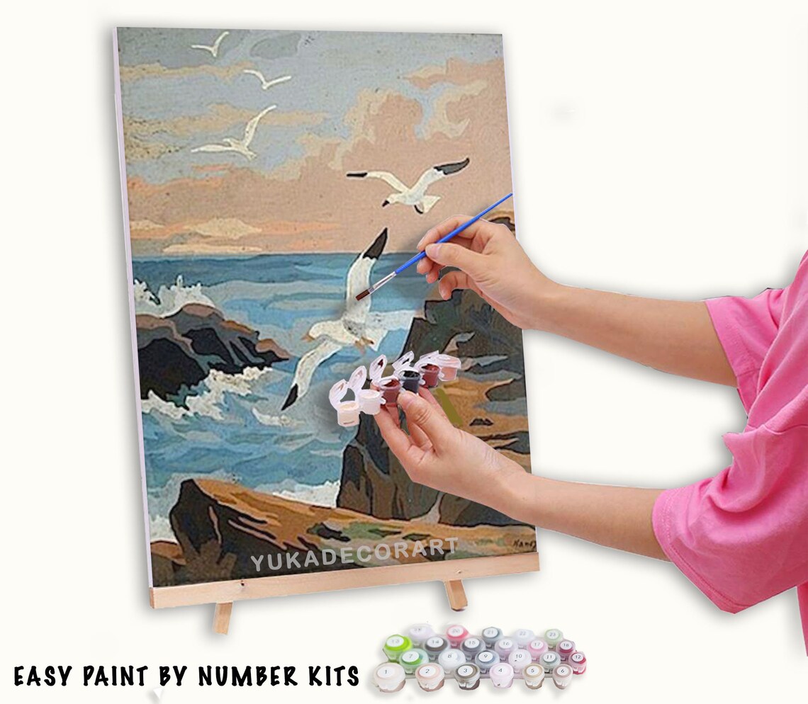 Vintage Style PAINT by NUMBER Kit for Adult DIY Seashore - Etsy