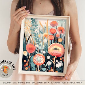 Boho Flower PAINT by NUMBER Kit for Adults spring Flowers Painting Easy ...