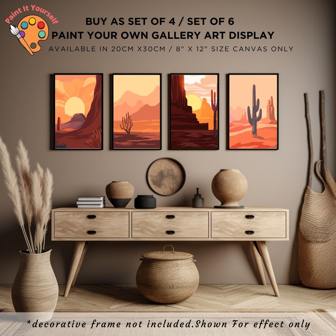 Desert Minimalistic PAINT by NUMBER Kit Adult, Bundle Set of 2 / 3 / 4 ...