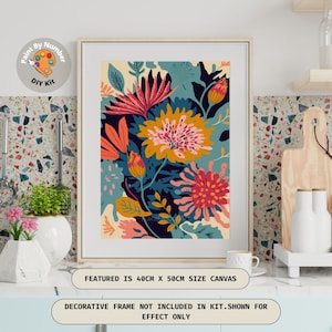 PAINT by NUMBER Kit for Adults Modern Flowers Boho Whimsical Art Easy Beginner Acrylic Paint DIY ...