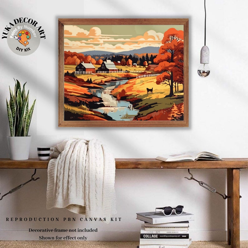 Countryside Farm DIY PAINT by NUMBERS Kit Adult Vintage Style Art Easy ...