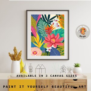 Flowers PAINT by NUMBER Kit for Adults Garden Botanical Abstract ...