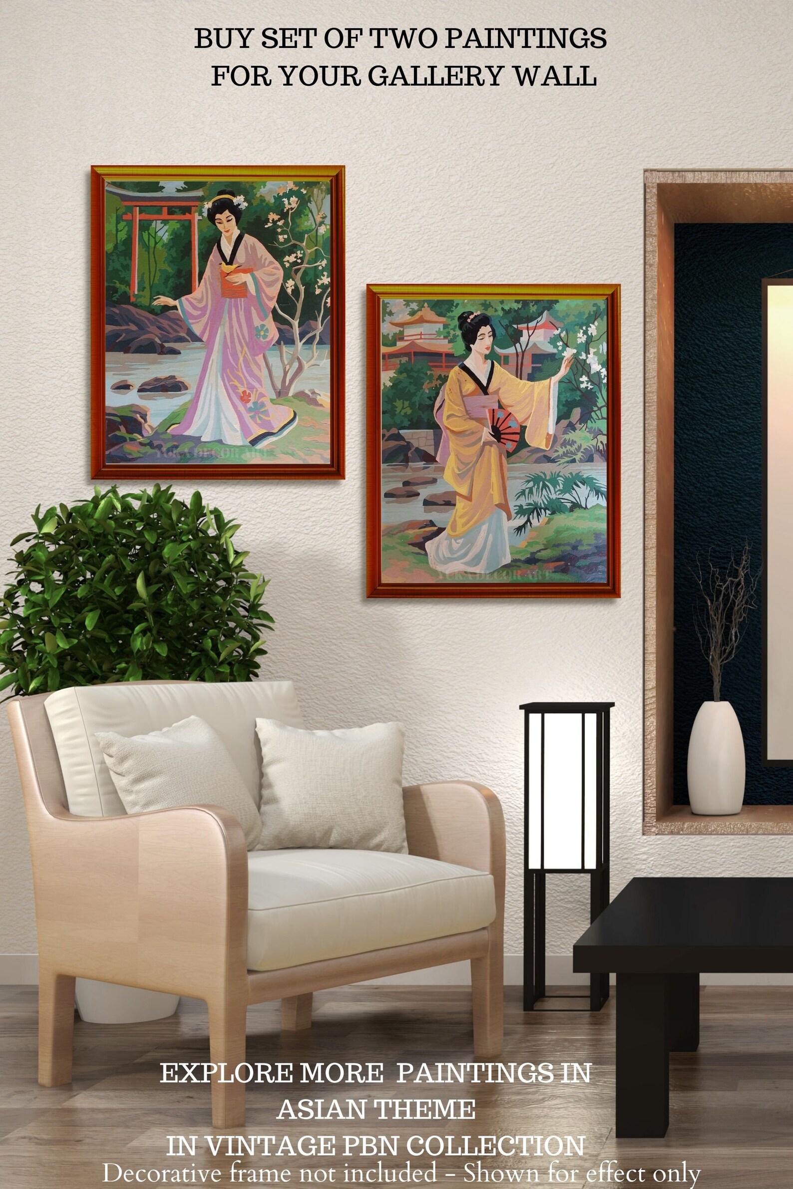 Japan Woman Vintage PAINT by NUMBER Adult Japanese Pagoda - Etsy