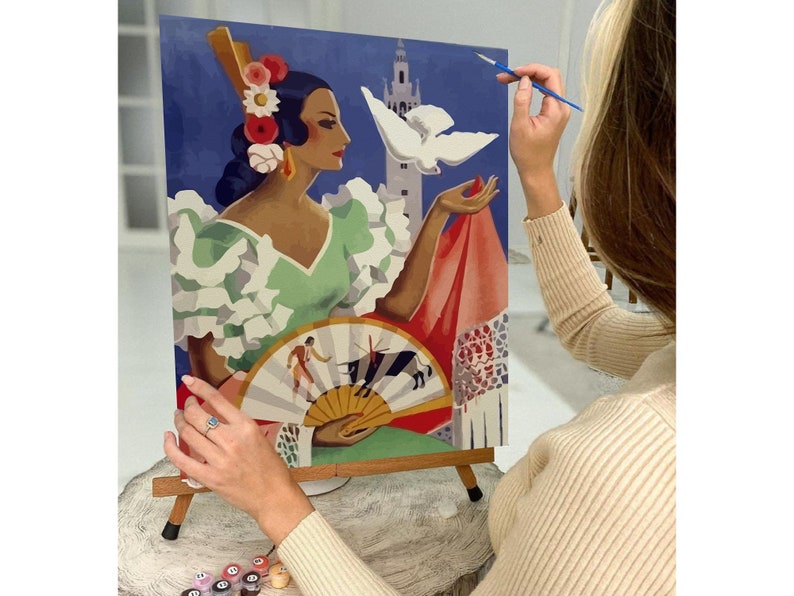 Spanish Flamenco PAINT by NUMBER Kit for Adult DIY Vintage - Etsy