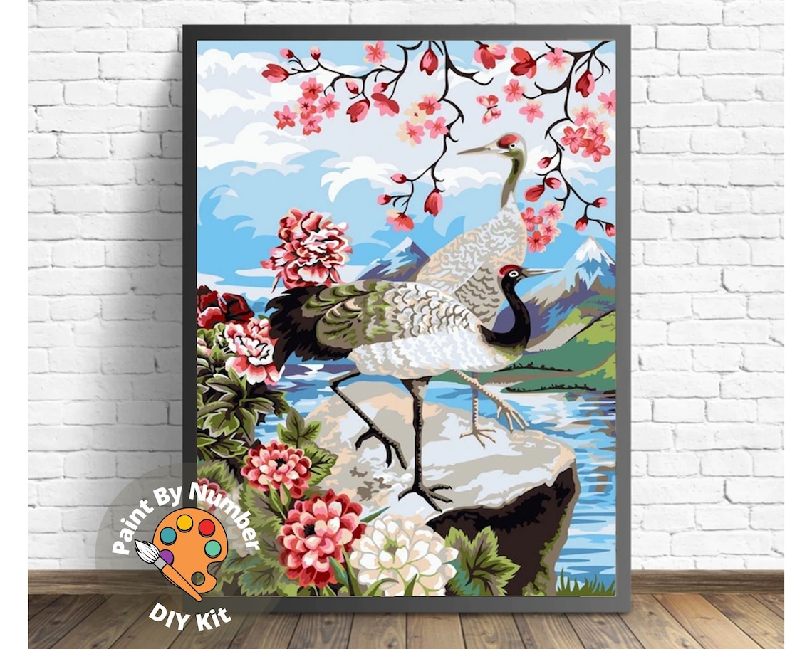 Peacock Bird PAINT by NUMBER Kit for Adults cherry Pink | Etsy