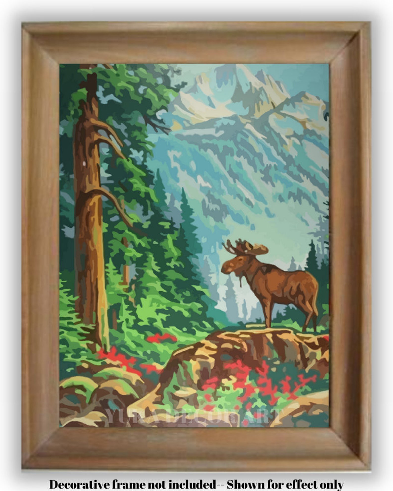 Vintage Style Mountain PAINT by NUMBER Kit Adult Forest | Etsy