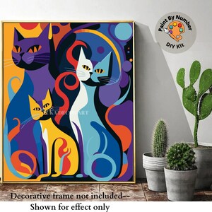 Cats PAINT by NUMBER Adult Kit ,modern Artist Inspired , Bold Colors ...