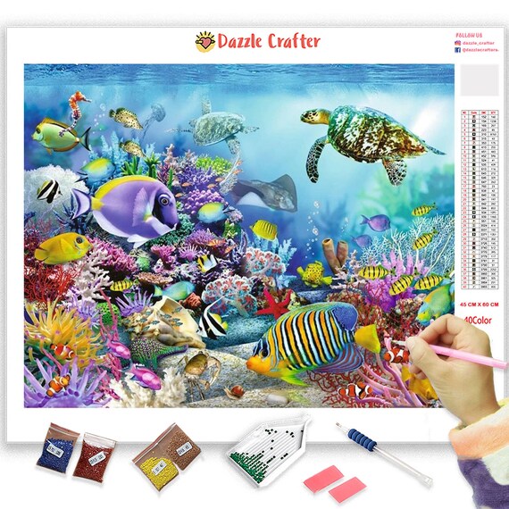 Fishes DIAMOND PAINTING Kit Full Drill Turtle Diamond - Etsy