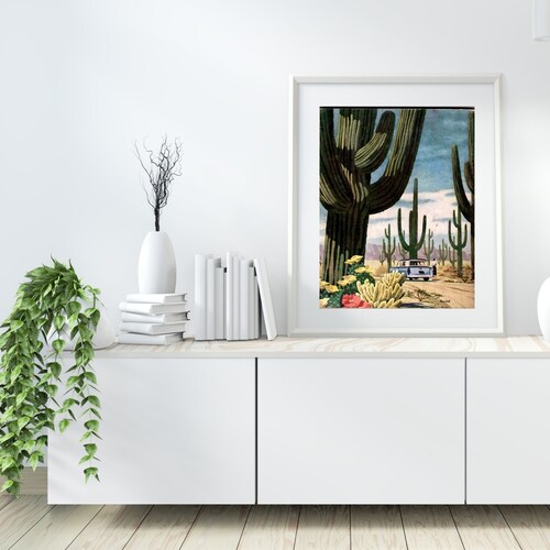 Desert Landscape PAINT by NUMBER Kit Cactus Flowers Sunset - Etsy