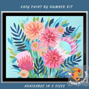Abstract Flowers PAINT by NUMBER Kit for Adults ,garden Bouquet Plants ...