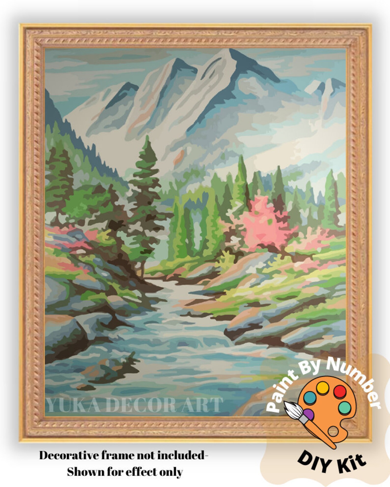 Snow Mountain PAINT by NUMBER Kit Adult Waterfall River - Etsy