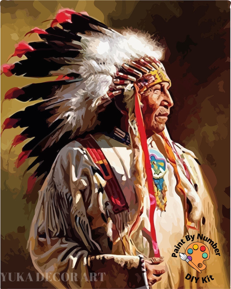 PAINT by NUMBER Vintage DIY Kit for Adult , Native American Vintage ...