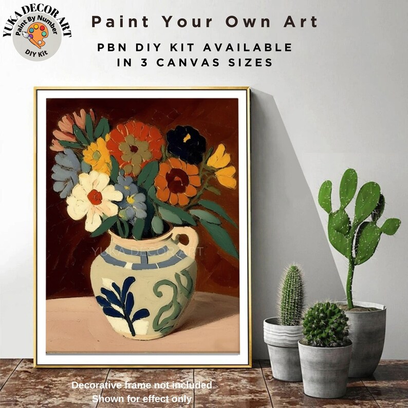 Vintage Flowers PAINT by NUMBER Kit Adult Matisse Style Art Floral ...